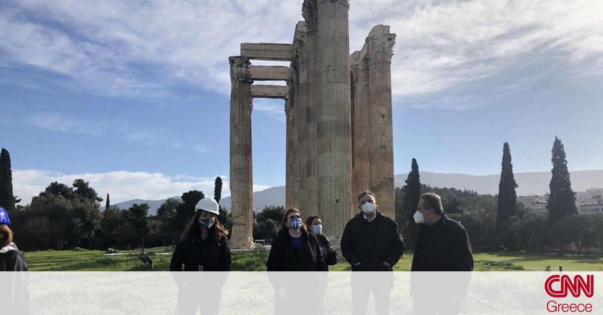 Λίνα Μενδώνη: Αυτοψία στα έργα συντήρησης στο Ναό του Ολυμπίου Διός ...