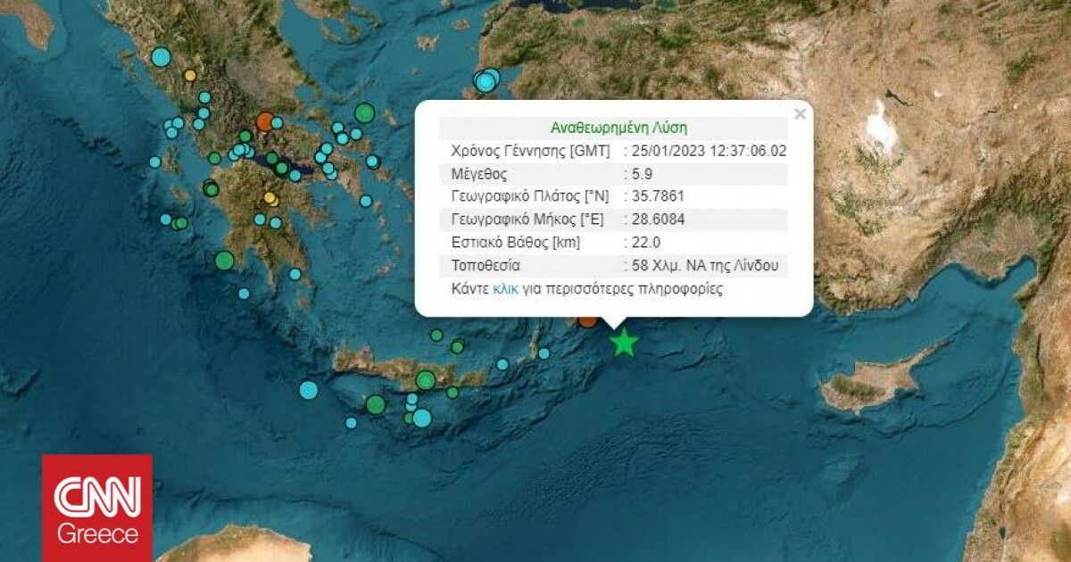 Σεισμός στη Ρόδο: Αναθεωρήθηκε στα 5,9 Ρίχτερ - CNN.gr