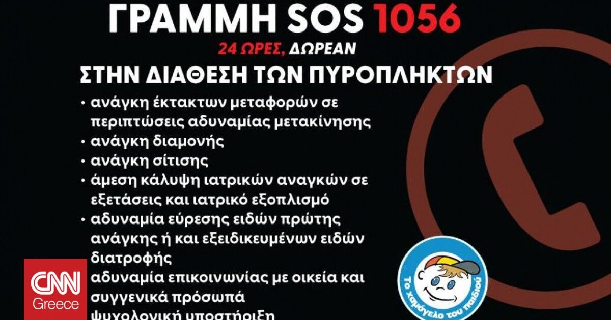 Χαμόγελο του Παιδιού: Η εθνική γραμμή SOS 1056 δίπλα στους πυρόπληκτους ...