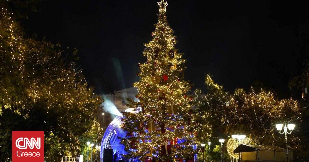 Εντυπωσιακή η φωταγώγηση του χριστουγεννιάτικου δέντρου στο Σύνταγμα ...