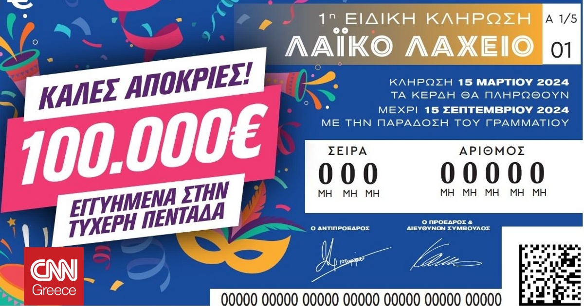 Απόκριες με το Λαϊκό Λαχείο: Στη μισή τιμή οι λαχνοί της ειδικής ...