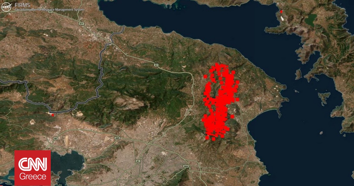 Η αποκαρδιωτική εικόνα της φωτιάς στην Αττική από τη NASA - CNN.gr
