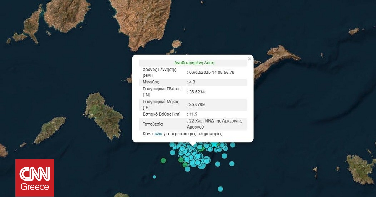 Νέα σεισμική δόνηση 4.3 Ρίχτερ στην Αμοργό - CNN.gr